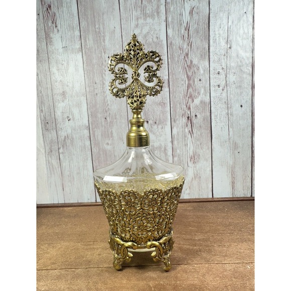 Bath | Vintage Gold Ormolu Filigree 775 Perfume Bottle Wglass Dauber ...